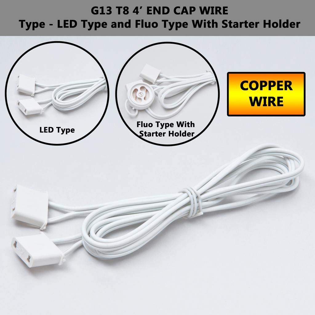 3H T8 4' End Cap Wire For T8 Tube [LED Type/Fluo Type] | Shopee Malaysia