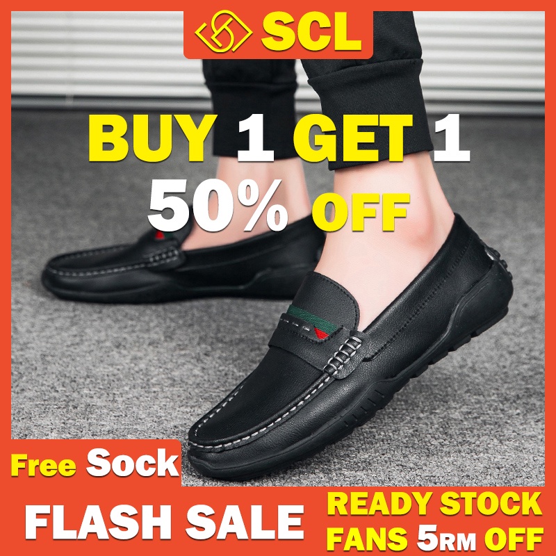 SCL Ready Stock Kasut Hitam Lelaki Men's Casual Loafers Boat Driving ...