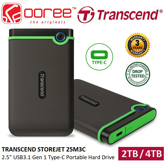 [2TB/4TB] TRANSCEND 25M3 25M3C 2.5" STOREJET ANTI SHOCK USB3.1 EXT HDD ...