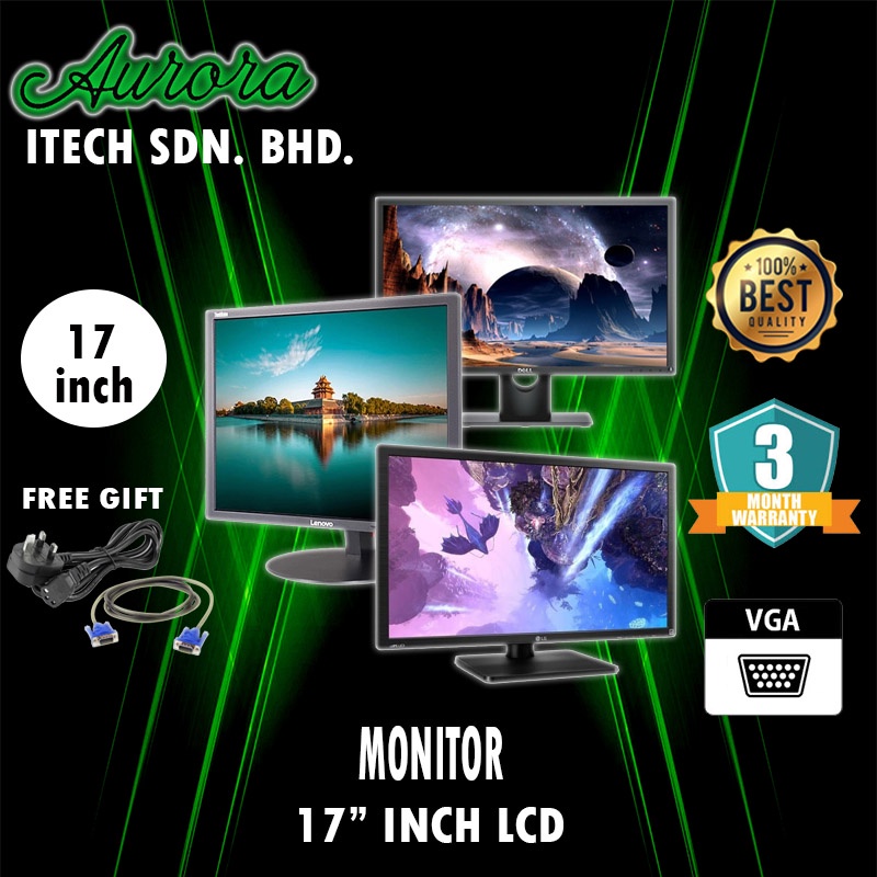 (REFUBISHED) (GRADE A) 17 INCH LCD-LED SCREEN MONITOR / MIX BRAND / VGA ...