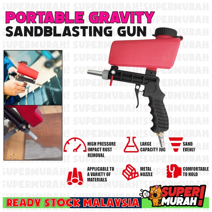 [ Sandblasting Gun ] 90psi Portable Gravity Pneumatic Mini Aerodynamic ...