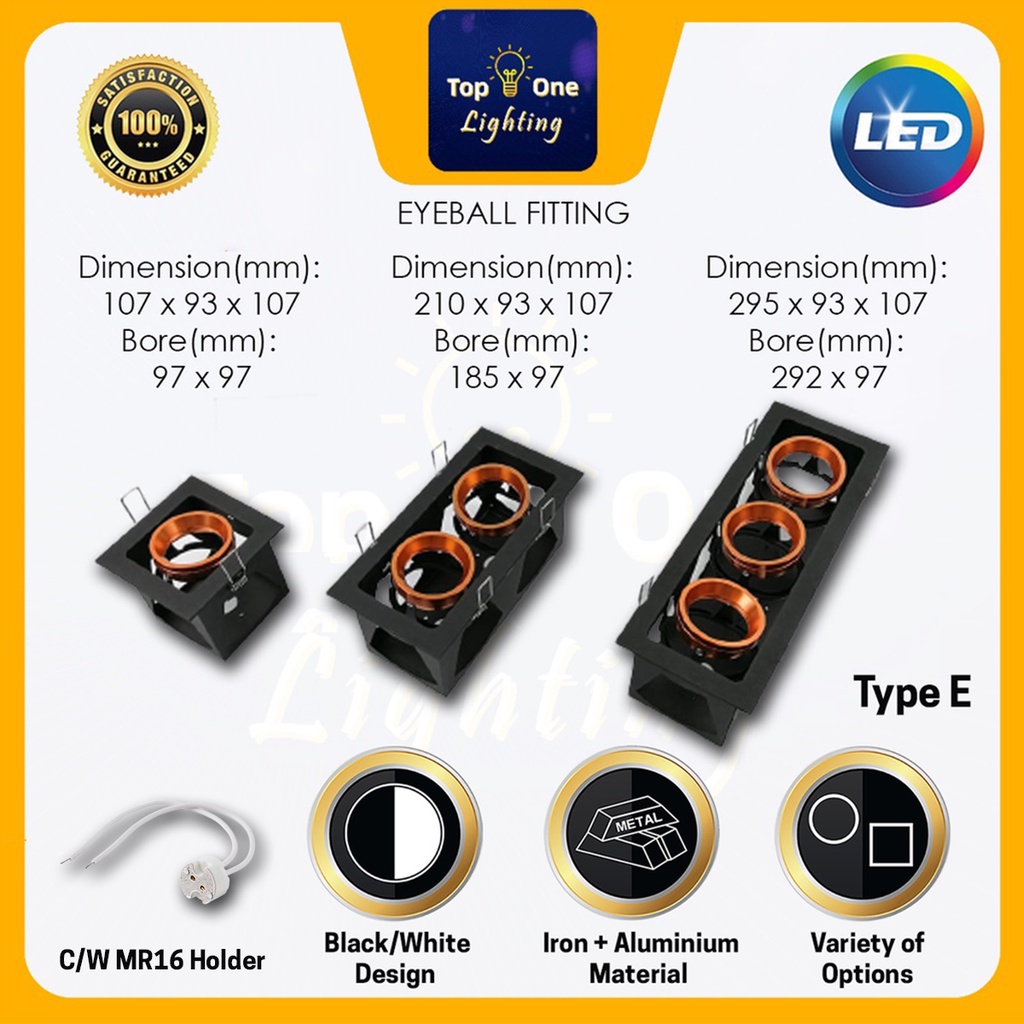 Eyeball Casing With MR16 Holder Bulb Single Recess Double Downlight ...