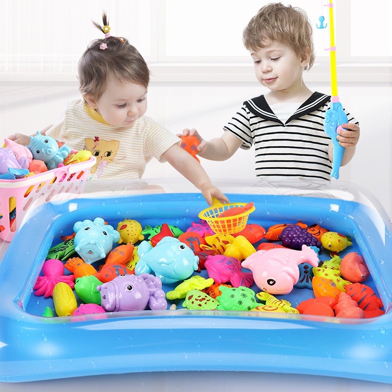 Magnetic Fishing Toy 30pcs Toys Set with Inflatable Pool Fishing Games ...