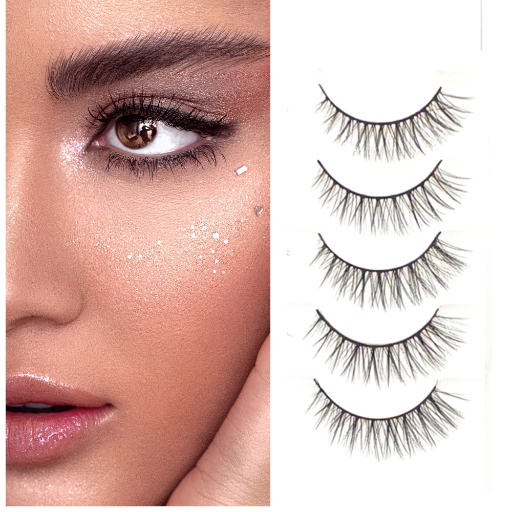 5Pair 3D Faux Eyelashes Handmade Demi Wispy Natural False Eyelashes ...