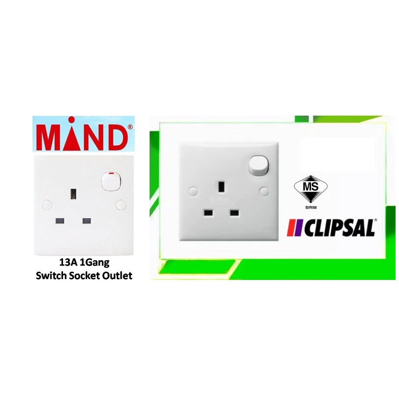 Clipsal / MIND 13A Switch Socket Outlet / Plug | Shopee Malaysia