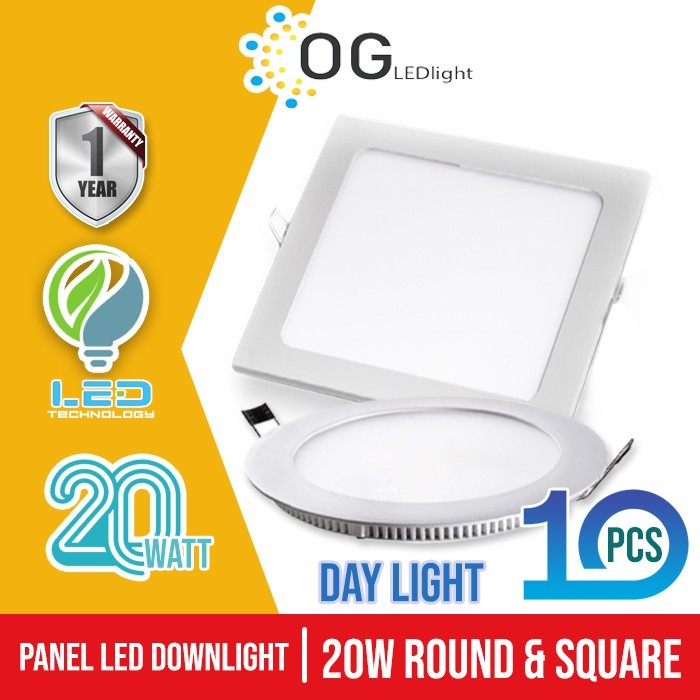 LED PANEL DOWNLIGHT ROUND 20W & SQUARE 20W DAYLIGHT 10 PCS (OG Light ...