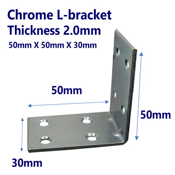 Useful Chrome L-bracket 25x25x25 / 50x50x30 / 30x30x15 / 50x50x20mm ...