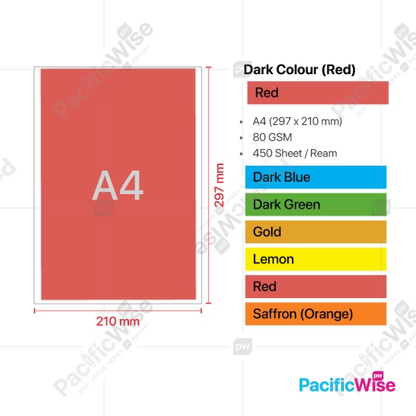 A4/Colour Paper/Kertas Warna 80gsm/Deep (Dark) Colour/Copier Paper/(Mix ...