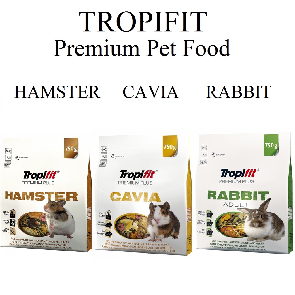Tropifit Premium Plus Hamster, Cavia , Rabbit Adult 750g Small Pet Food ...