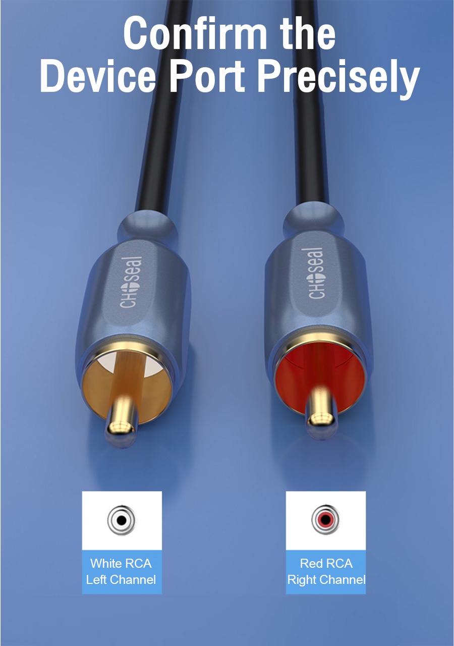 Choseal 3.5mm to 2 RCA Cable RCA TO Aux Audio cable Cord Slim Step Down ...