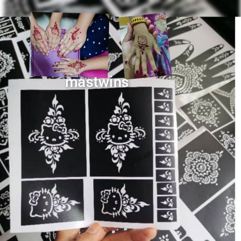 sticker inai budak 💕hello kitty/bunga💕 cantik dan mudah/readystok ...