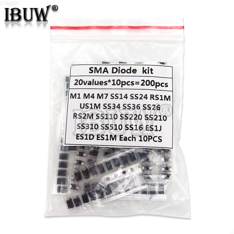 20value*10PCS=200PCS SMD diode Assorted Kit contains SS110 SS220 SS210 ...