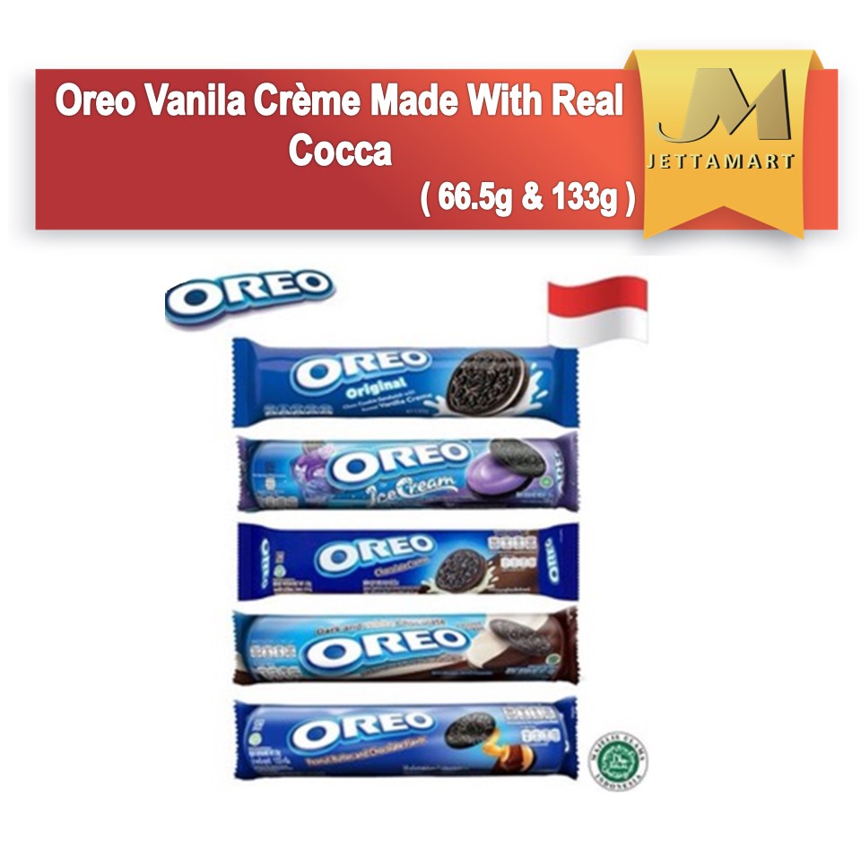 Oreo Vanilla Crème - Original Flavour Made with Real Cocoa [66.5g &133g ...