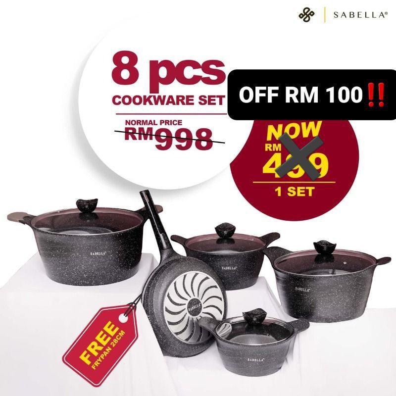 Ready Stock,FREE POT Cookware Sabella,Periuk Set Murah Berkualiti ...