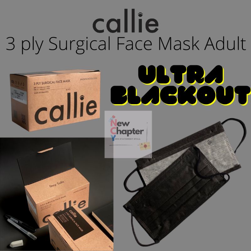 Callie Ultra Blackout 3 ply Surgical Face Mask Adult Pelitup Muka KF94 ...