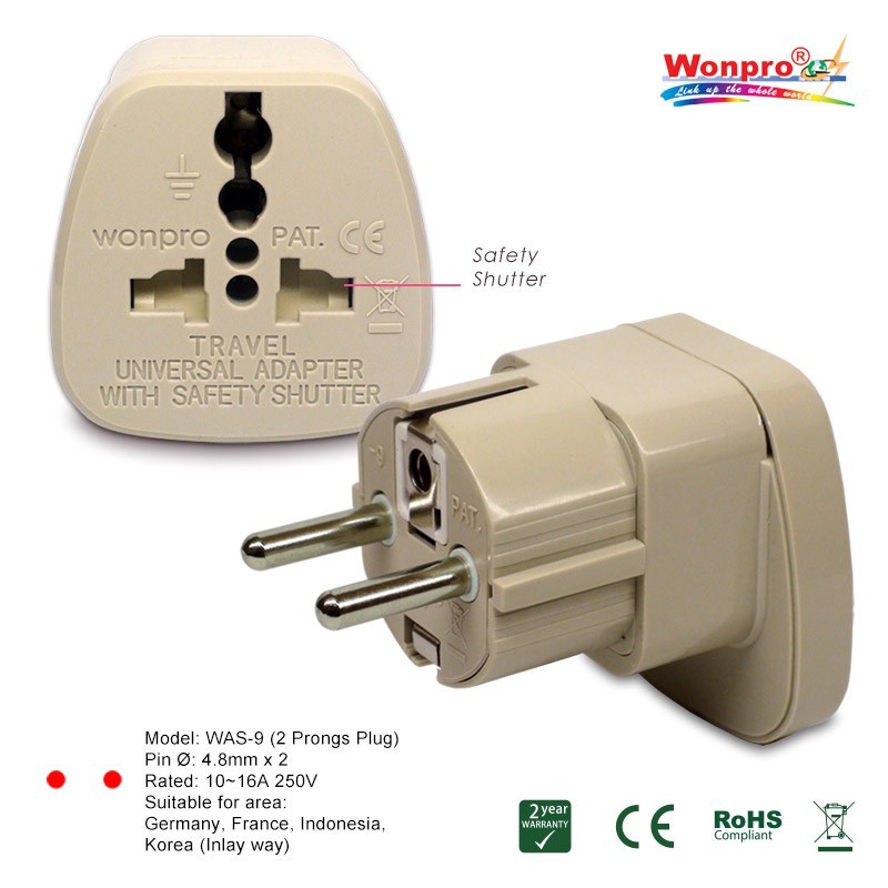 WONPRO, Universal Travel Adapter W/SS - WAS-9 | Shopee Malaysia