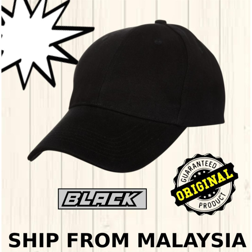 [SALE] BASEBALL CAP ( BLACK / HITAM ) - Thick, good quality - 6 panel ...