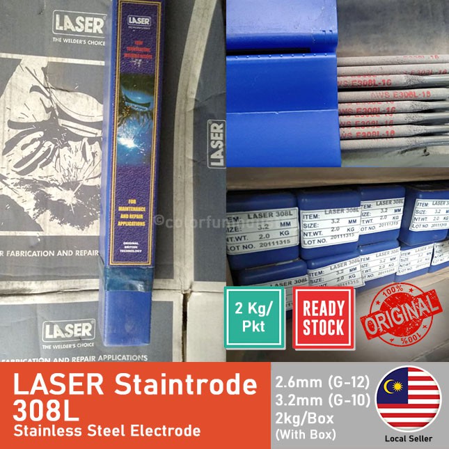 LASER Staintrode 308L Stainless Steel Electrode Welding Rod 2.6mm 3.2mm 2KG/PKT Made in Malaysia ...