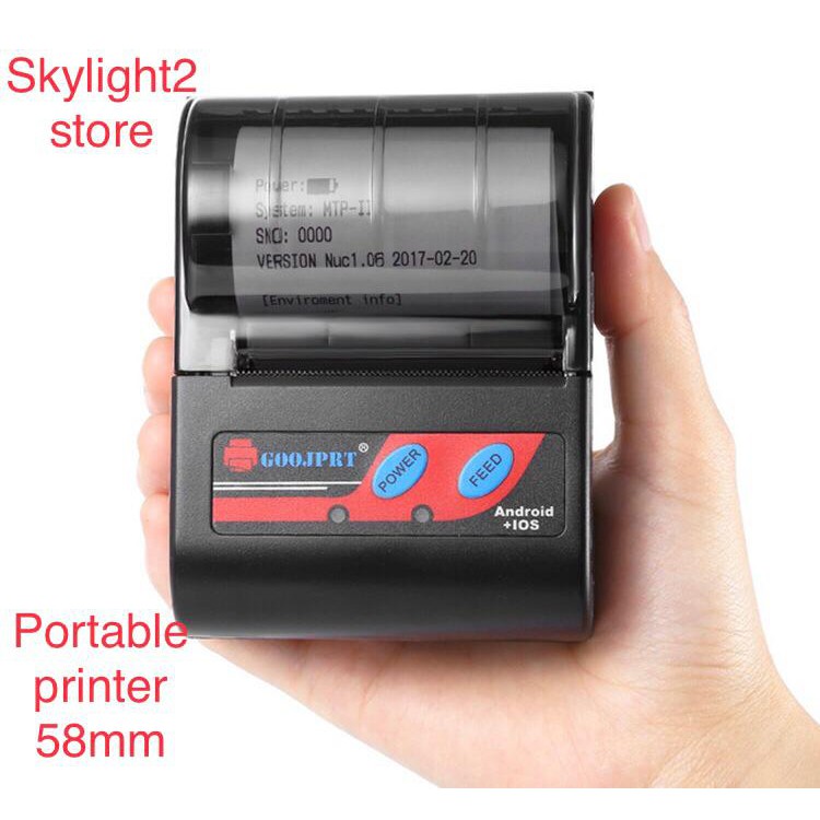 MTP - II 58MM Mini Bluetooth Thermal Portable Printer wireless receipt mobile printer (Black ...