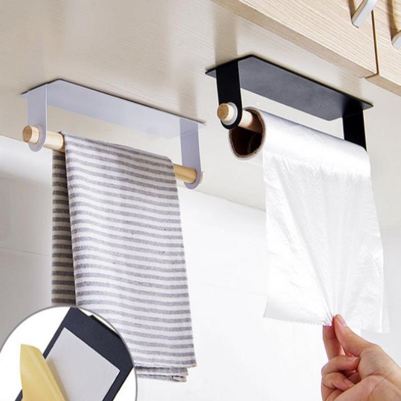 Kitchen Towel Hanger Rack Bar Cabinet Cling Film Rag Hanging Holder ...