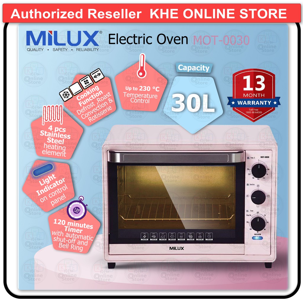 Milux 30L Eelctric Oven Ketuhar Elektrik with Rottiserie Function 1450 ...