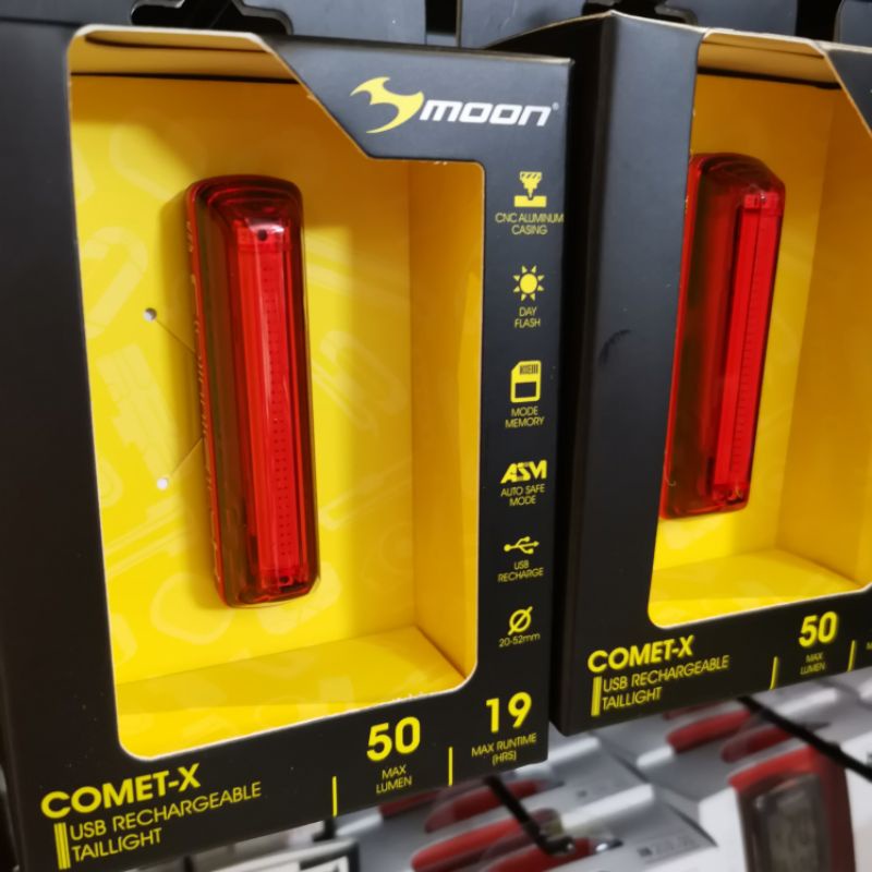 Moon Comet-X USB Rechargeable Taillight 50lm, Bicycle Brake Light ...