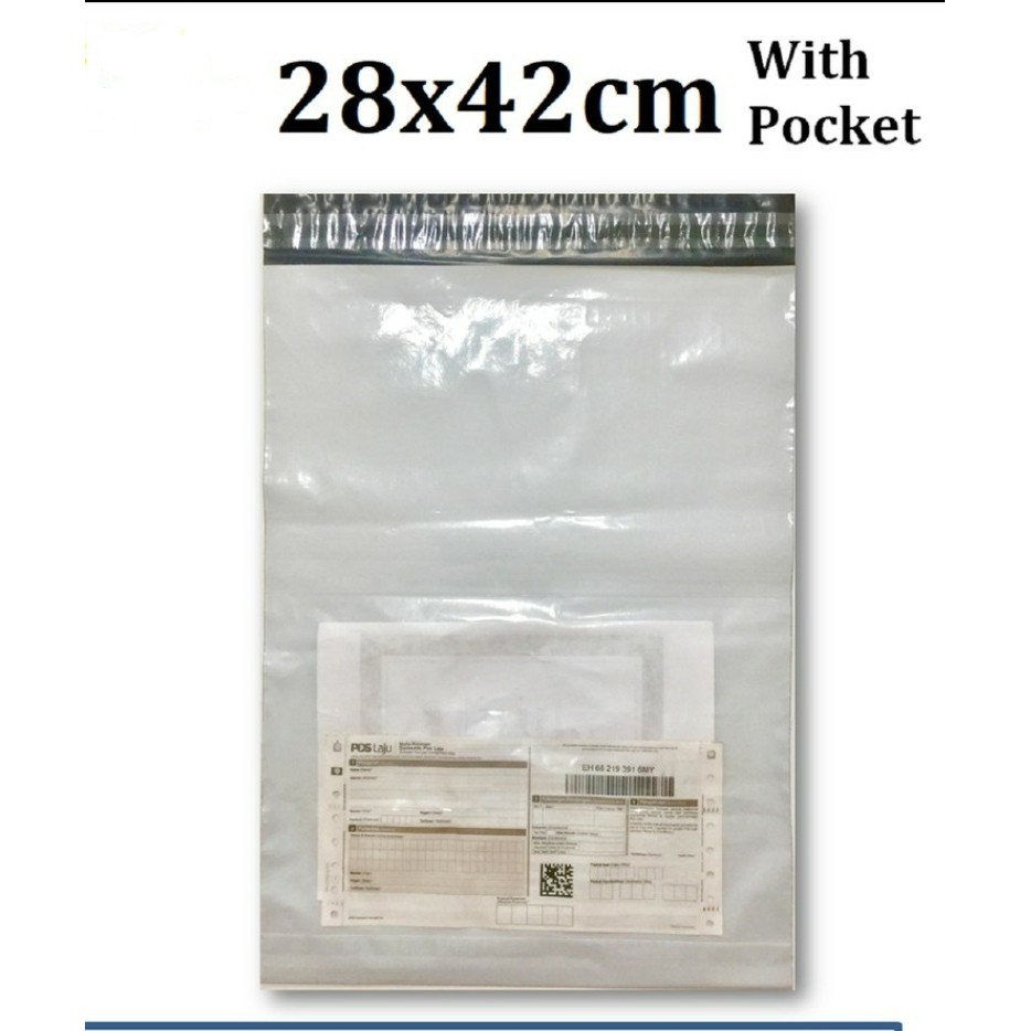 (28*42cm) 50Pcs/100Pcs White Courier Bag With Pocket Plastic Bag Parcel ...
