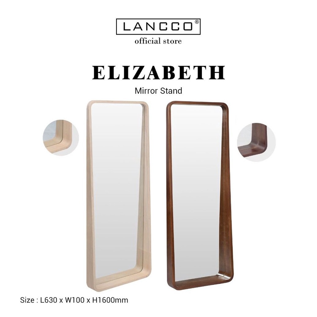 LANCCO Cermin Stand Mirror Ins feel home decor with Full Solid Rubber Wood body Solid Floor ...