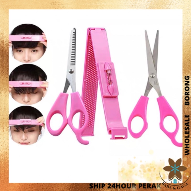 Hair Bang Clip Cut Hair Tools Set Trimmer Clipper Cutter Scissor Alat ...