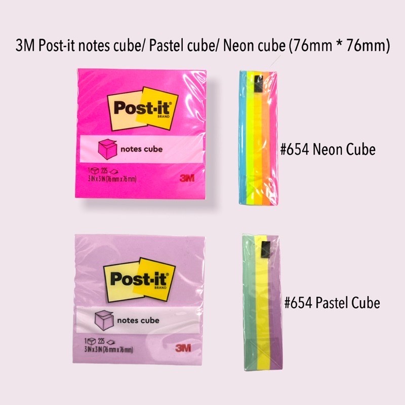 【3M】Post-it notes cube/ Pastel cube/ Neon cube (76mm * 76mm) Sticky ...