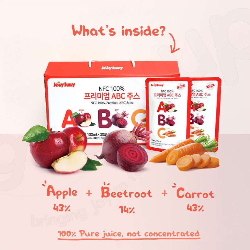 【JECY JUCY】Korea Jecy Jucy ABC 100% Pure Fruit Juice 100ml Apple + Beet + Carrot 韩国 ABC 健康果汁 苹果 ...