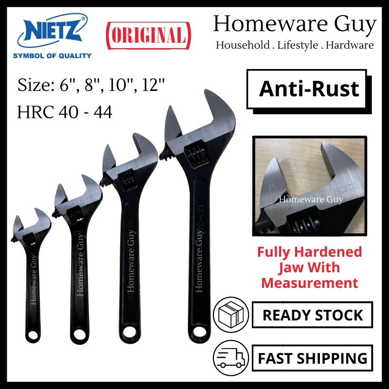 (NIETZ 6''-12'') Black Adjustable Spanner Wrench Switch Spanar ...