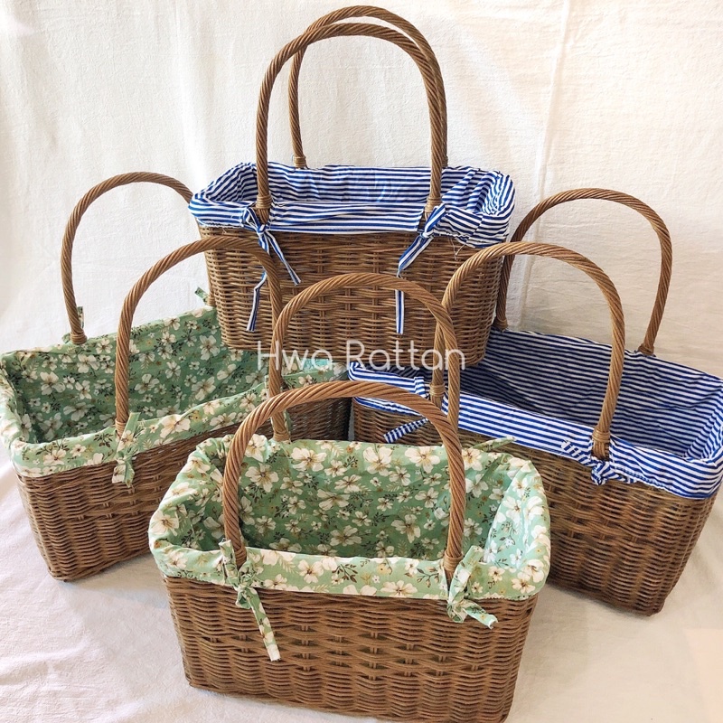 Rattan basket / Rectangle carrying basket / Rattan organiser basket ...