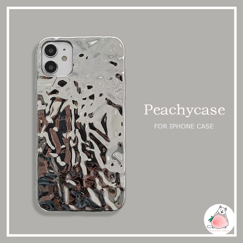 INS Electroplated Tin Foil Silver Glossy Phone Case for iPhone 15 14 13 ...