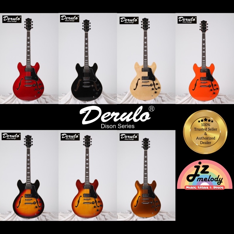 Derulo Jazz Guitar 335 Series (Semi Electric Guitar / Semi Acoustic ...