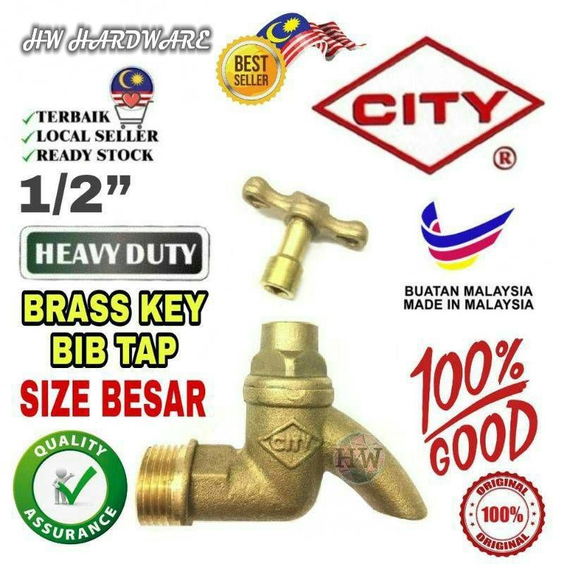 [100% ORIGINAL] CITY 1/2" H/D LOOSE REMOVABLE KEY WATER TAP BRASS BIB ...