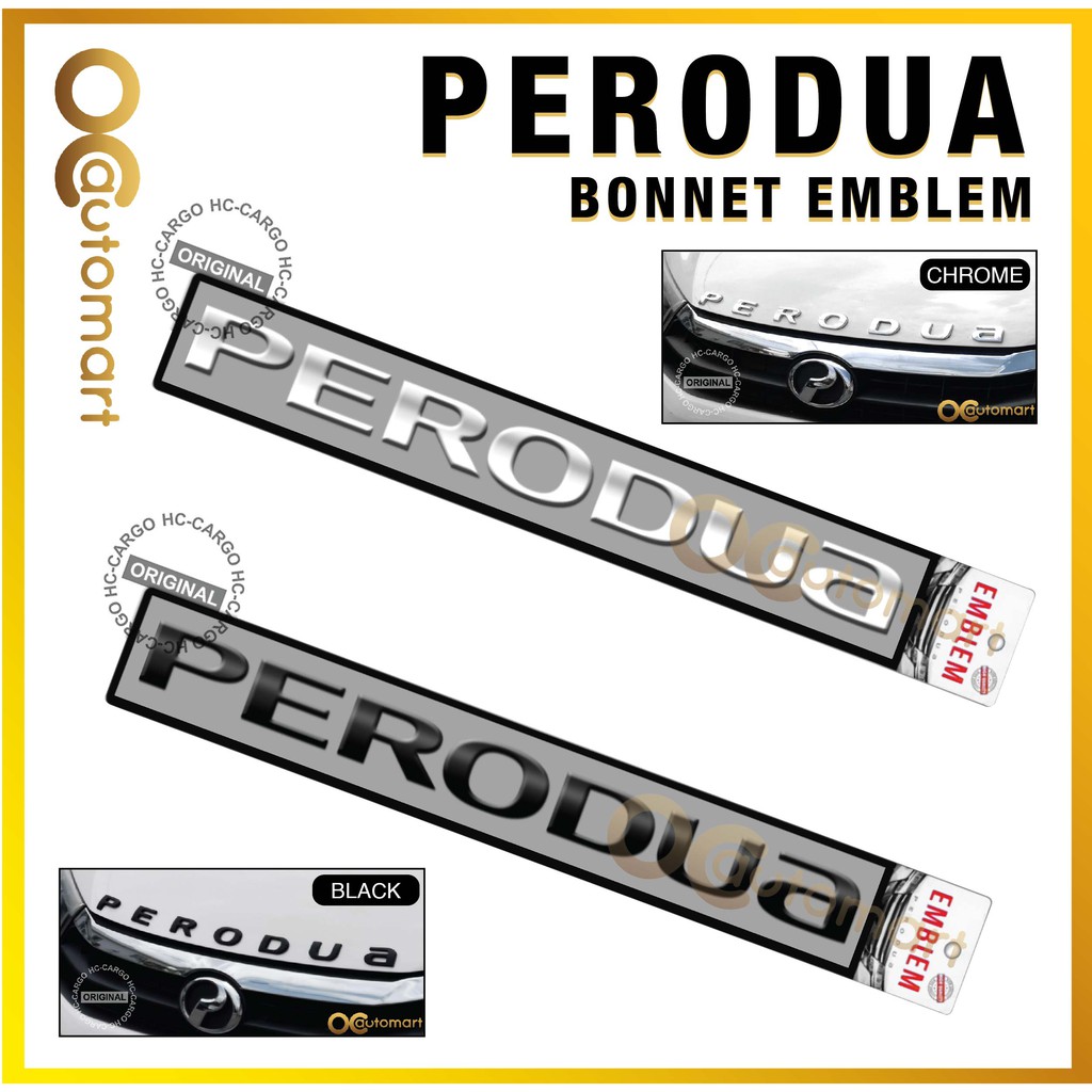 Perodua New Design Bonnet Emblem Logo (Chrome / Matte Black) | Shopee ...