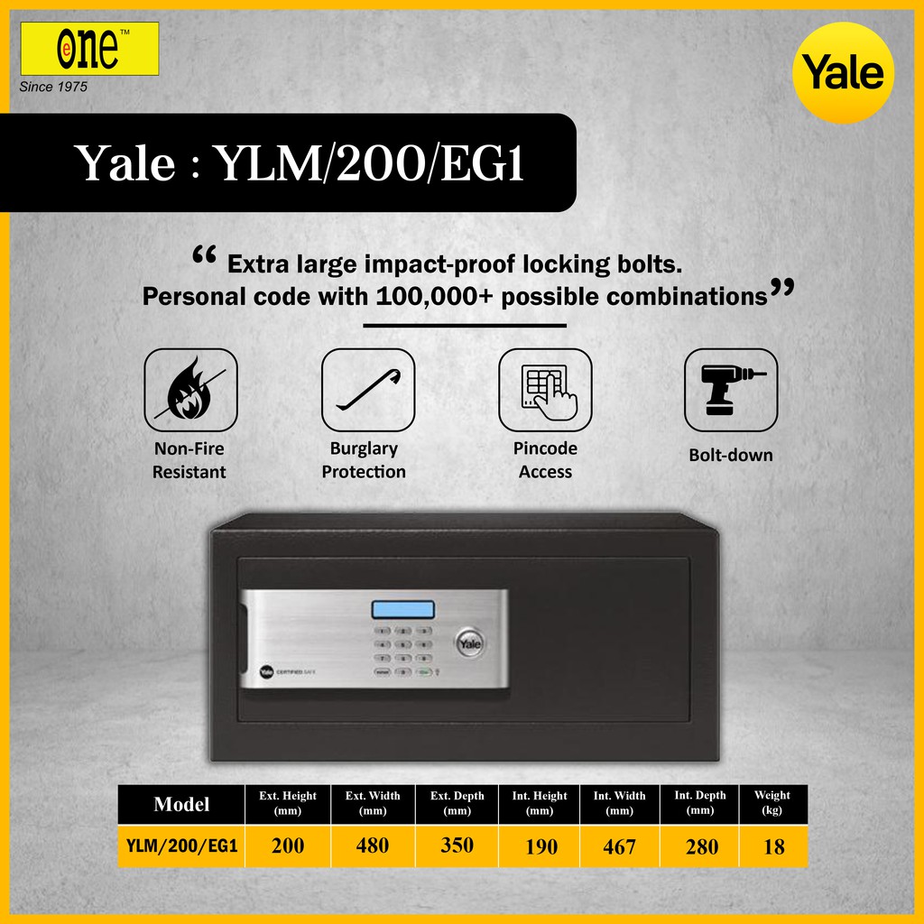 Yale Safebox Series YLM 200 EG1 / YSM 250 / Safe Box Safety Box - Peti Besi Digital Safe Laptop ...