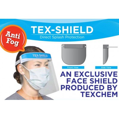 Tex-Shield Clear Direct Splash Protection Anti Fog Plastic Face Shield ...