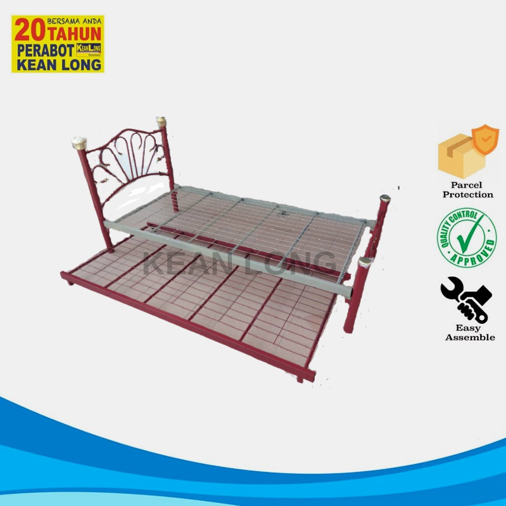 KLSB Katil Bujang Besi + pull out/ Metal Single Bed+Pull Out Bed/Bed ...