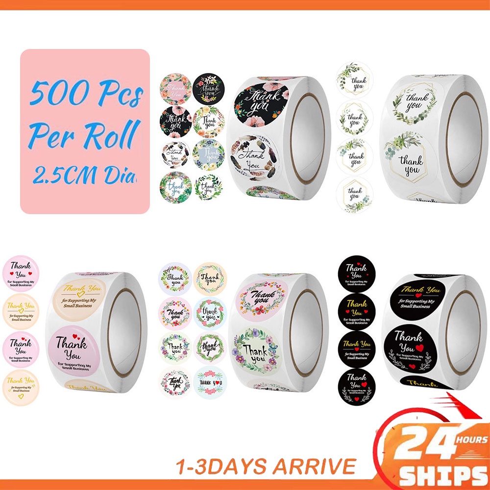 500pcs/Roll Thank You Sticker Seal Label Murah Terima Kasih HandMade ...