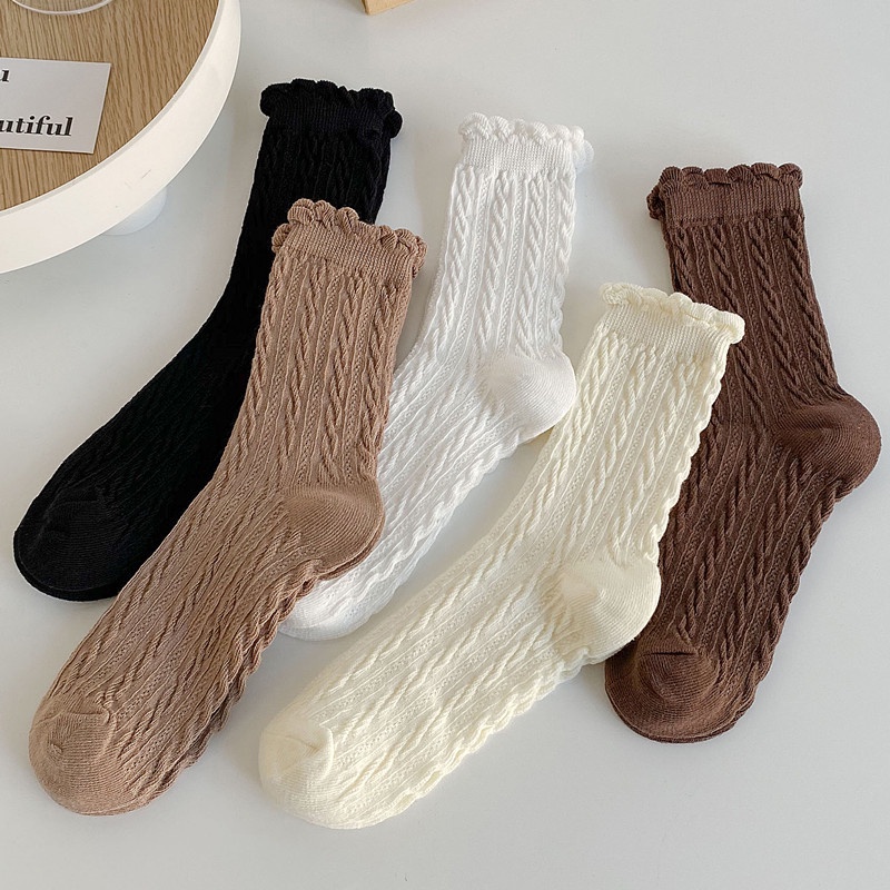 Female Socks Korean style fashion stretch wool high neck socks for ...