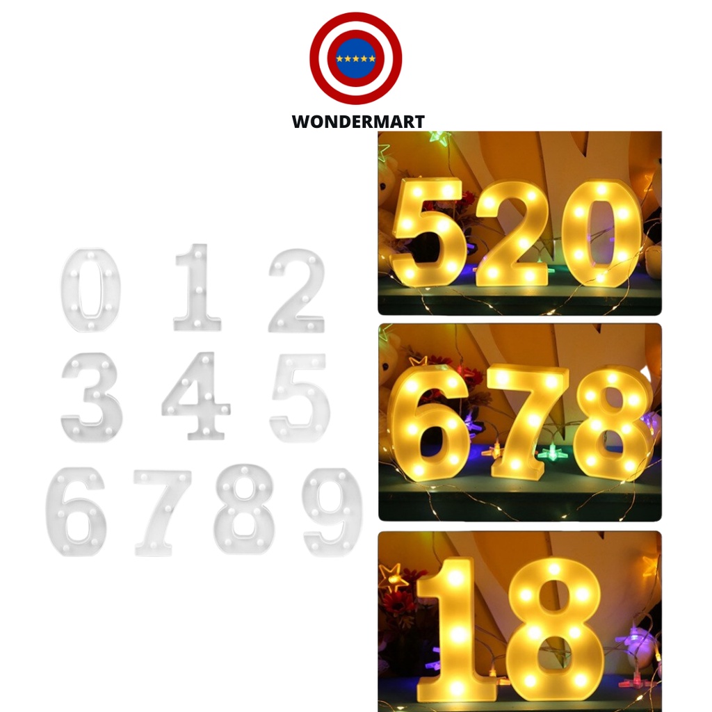 LED Night Lamp Numbers Sign Light Wedding Birthday Party (0-9) | Shopee ...