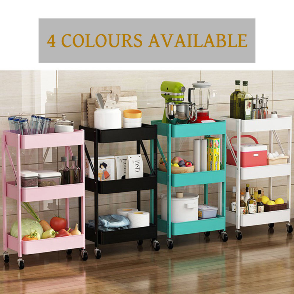Rack 3 Tier Multi-functional Storage Trolley Steel Kitchen Storage Rack ...