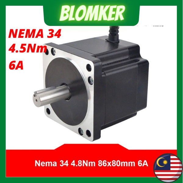 Nema 34 Stepper Motor 4.5Nm 6A 4-lead 86x86x80mm Stepping Motor 14mm ...