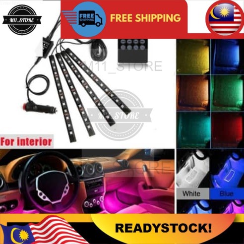 Wireless Remote Control Car RGB LED Neon Interior Light Lamp Strip ...