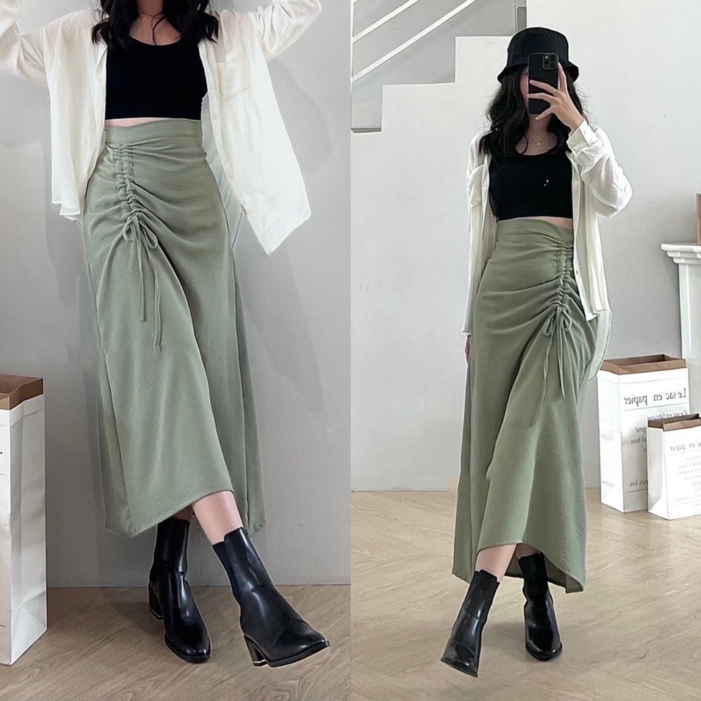 IL - Tamara Skirt - Casual Korean Look Drawstring Skirt - Midi Maxy ...