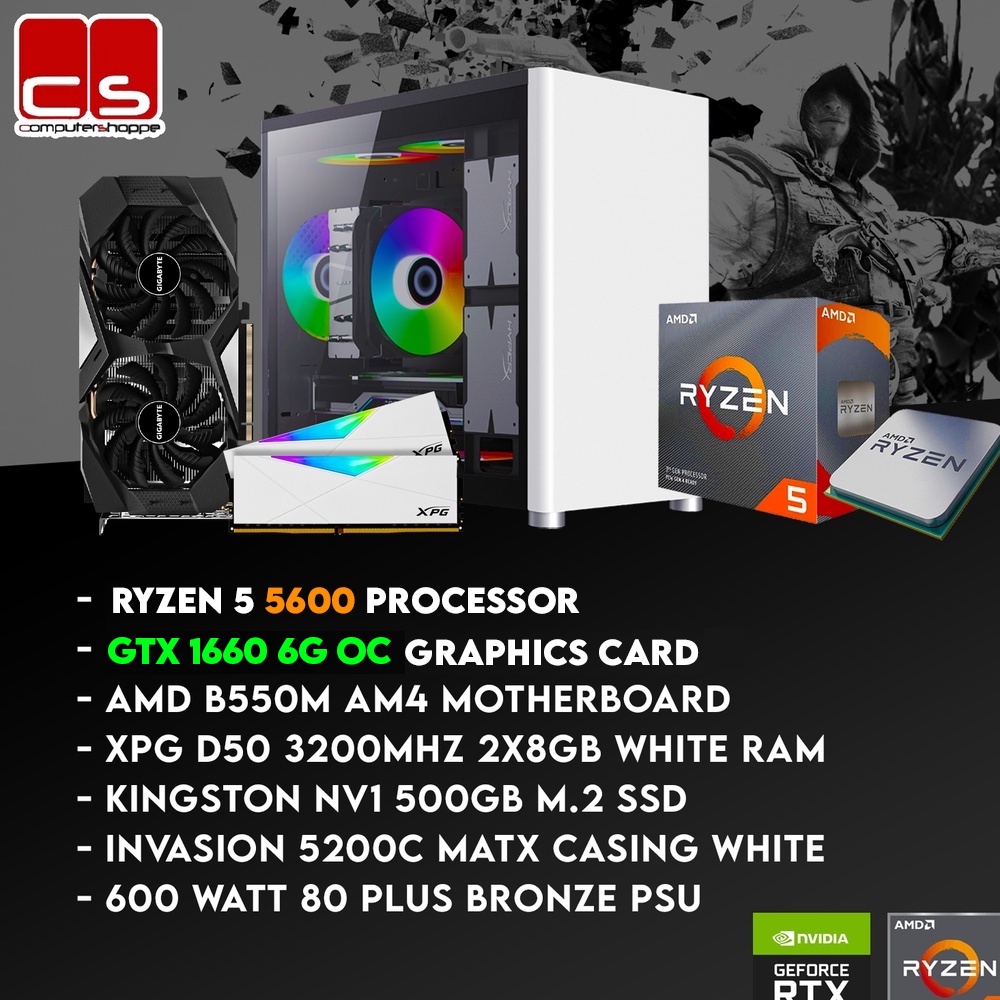 Gaming PC Package RYZEN 5 5600 /16GB DDR4 / GTX 1660 /500GB PCIE M.2 ...