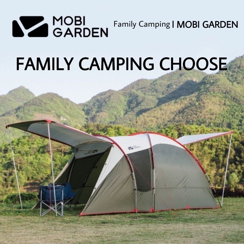 Mobi Garden Tent 4P Glamping Family Tent with Large Living Room Camping ...