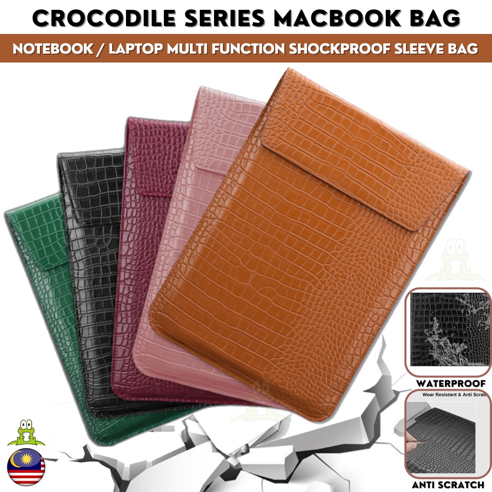 CROCODILE Grain PU Leather 13 Inch Laptop / Notebook Sleeve Bag Case ...